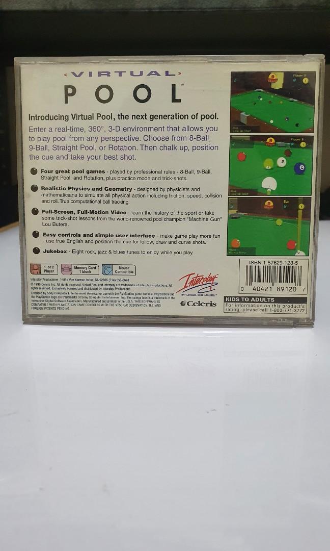 Virtual Pool ps1 (Sony Playstation 1, ntsc u/c), Video Gaming, Video ...