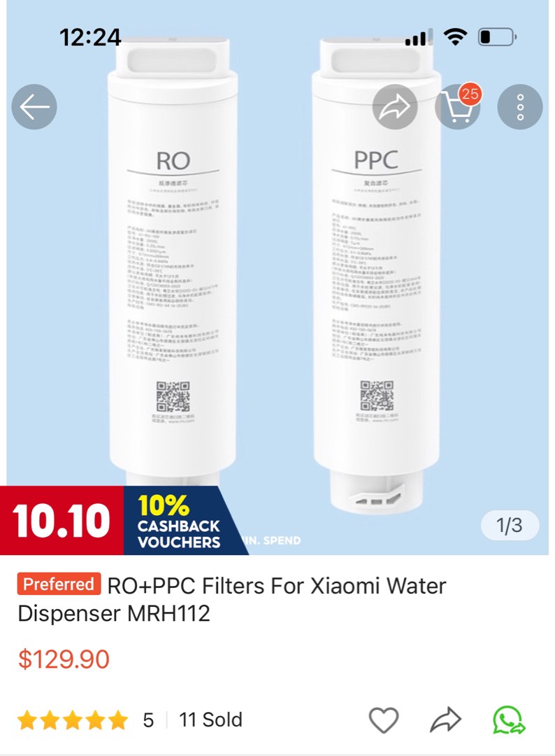 Xiaomi RO PPC filter for water dispenser, TV & Home Appliances, Kitchen ...