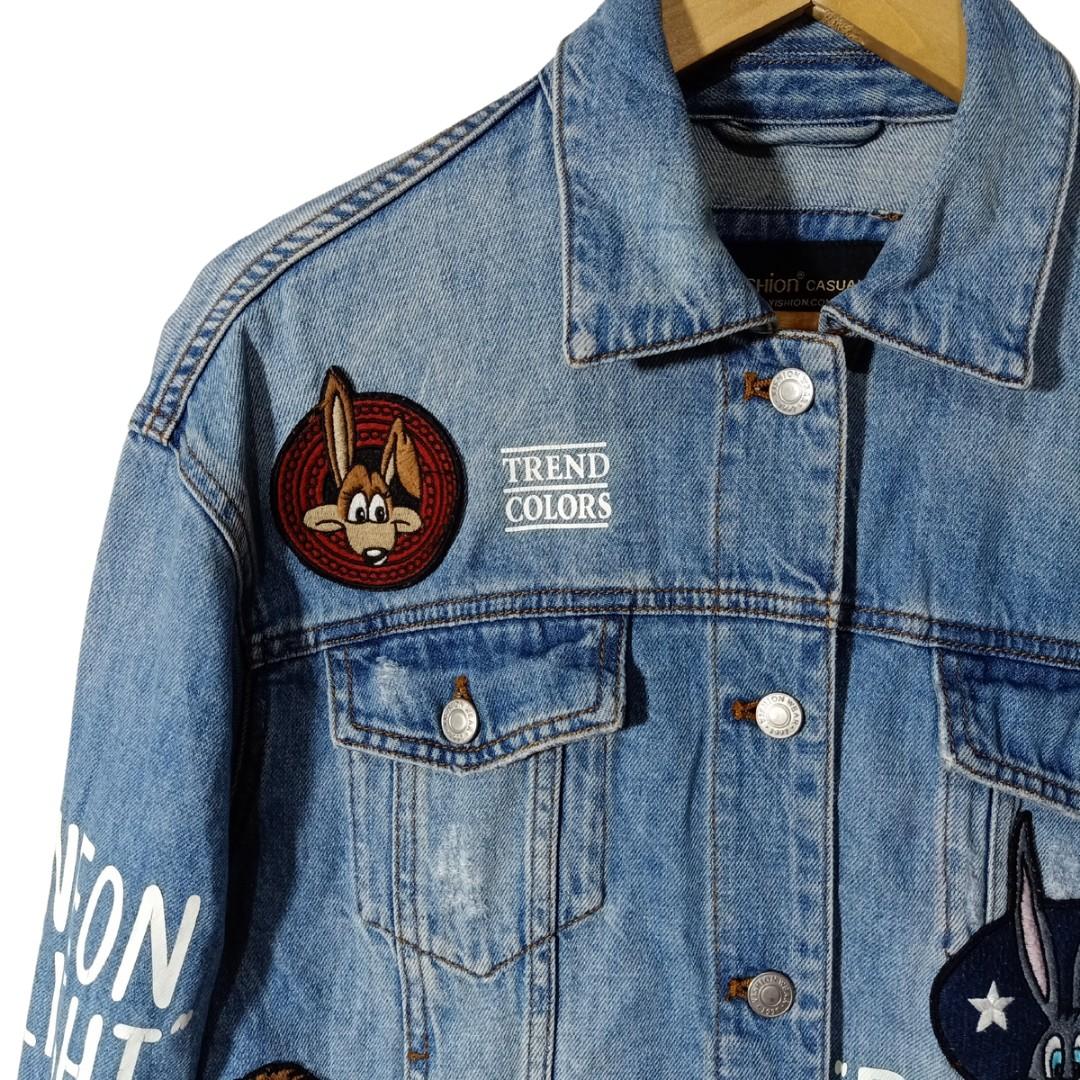 Yishion x Warner Bros Denim Jacket (Blue) - 21 L 20 W, Women's Fashion, Coats, Jackets and ...