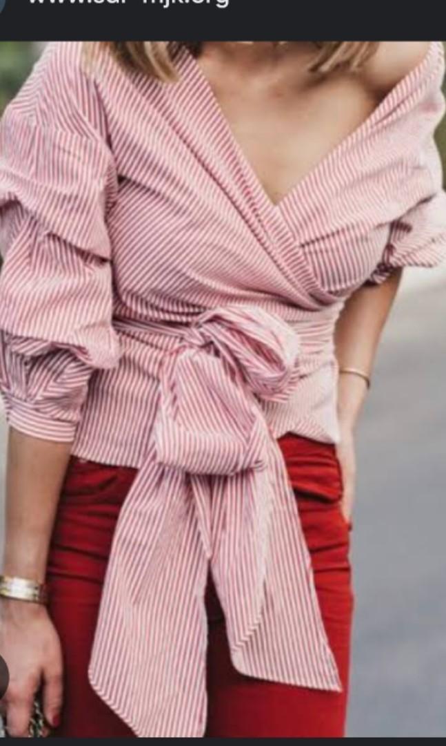 Zara Wrap Around Top, Women's Fashion, Tops, Blouses on Carousell
