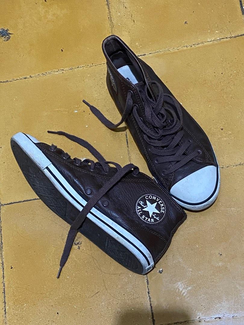 Acubi aesthetic brown leather all star converse, Women's Fashion ...