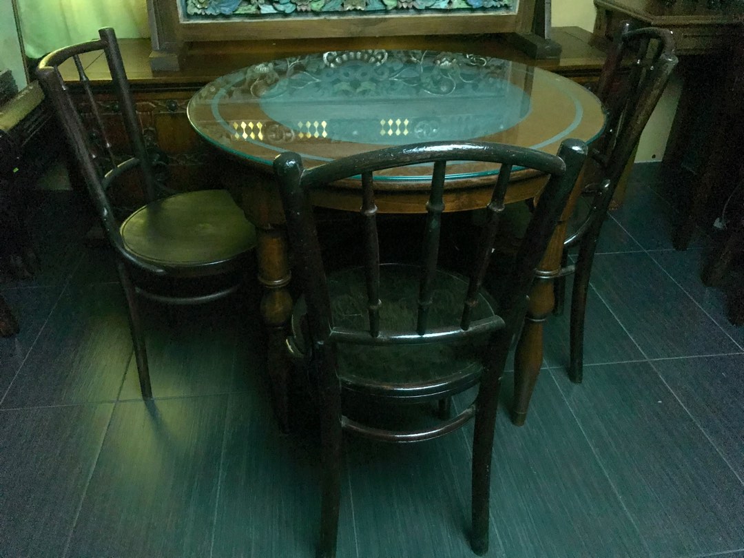Antique Peranakan Table &Chairs Set, Hobbies & Toys, Collectibles ...