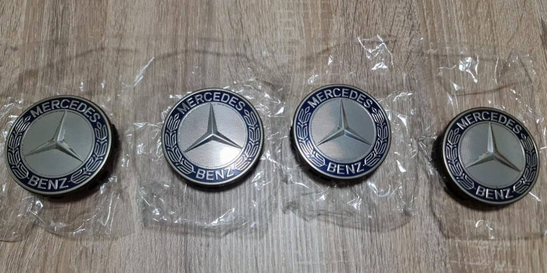 Authentic Original Mercedes Rim Hub Cap Cover (Silver Chrome-Blue), Car ...