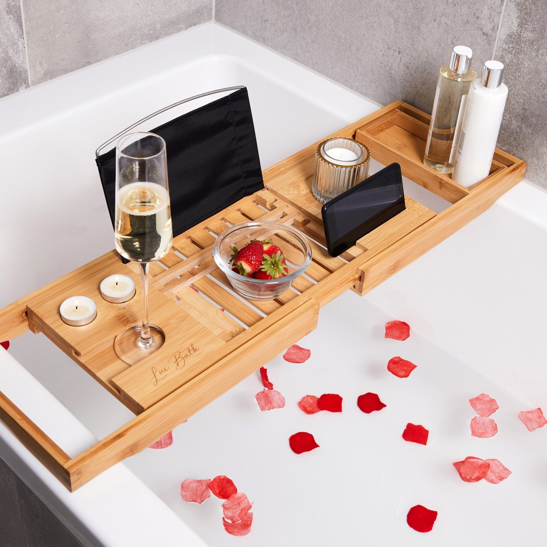 Bathtub Caddy wooden, Furniture & Home Living, Bathroom & Kitchen ...