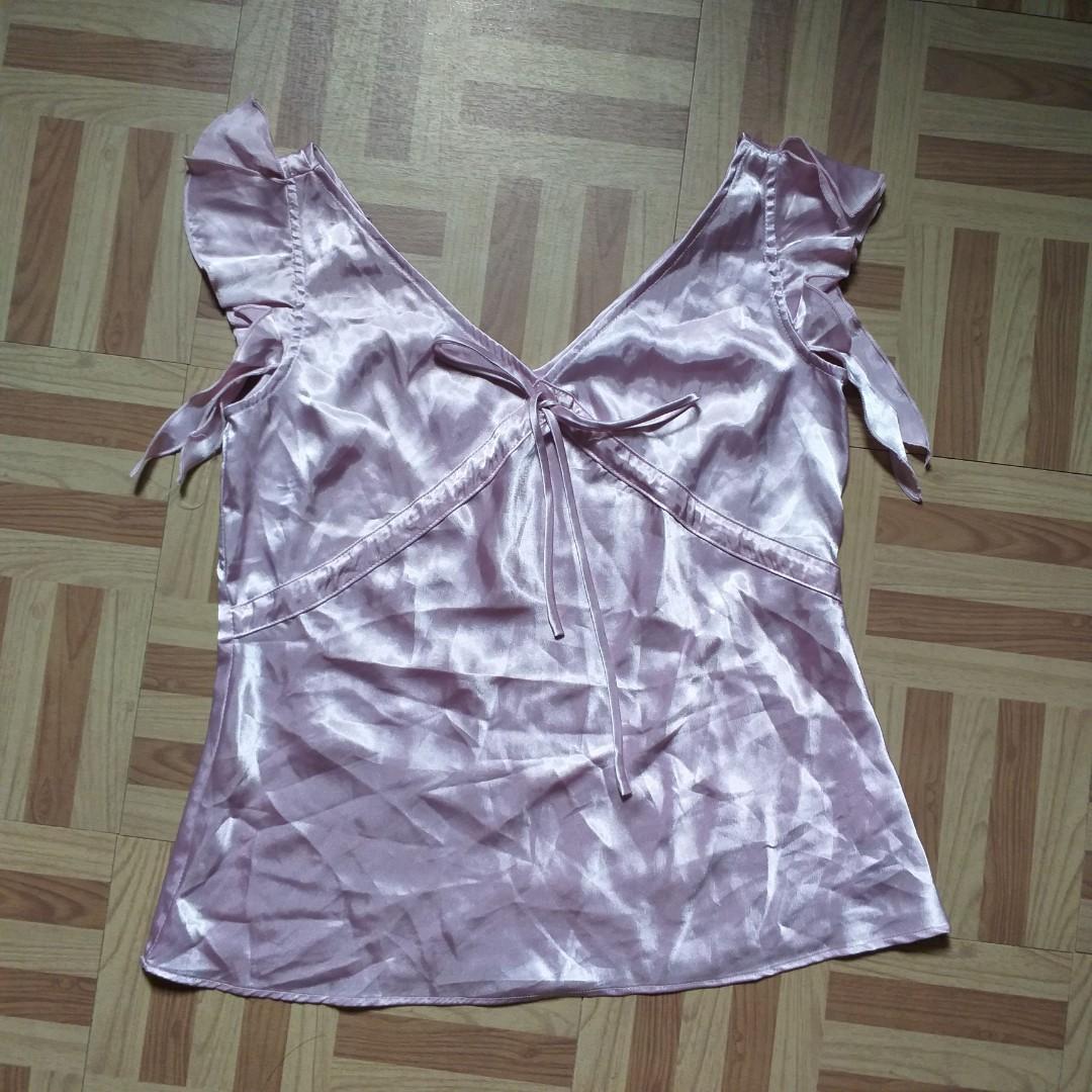 Bayo old rose silk/satin blouse (dainty coquette), Women's Fashion ...