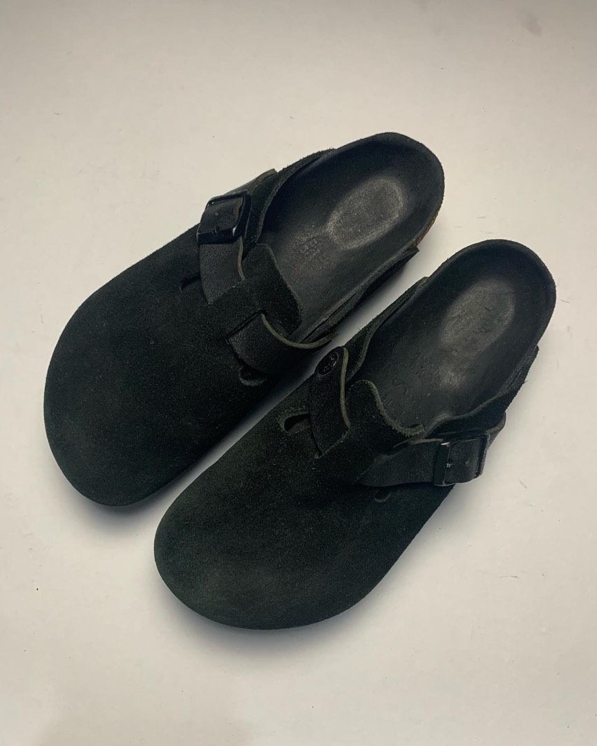 Birkenstock Boston Clogs black suede, Women's Fashion, Footwear ...