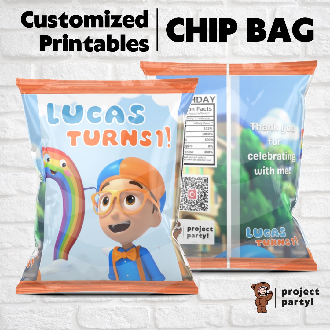 Blippi Personalised Chip Bag | Birthday Party Favour | Goodie Bag ...