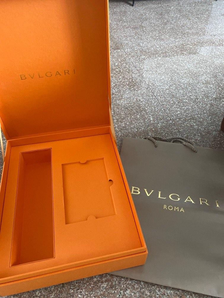 Bulgari box and paper bag/ Black round box, Furniture & Home Living ...