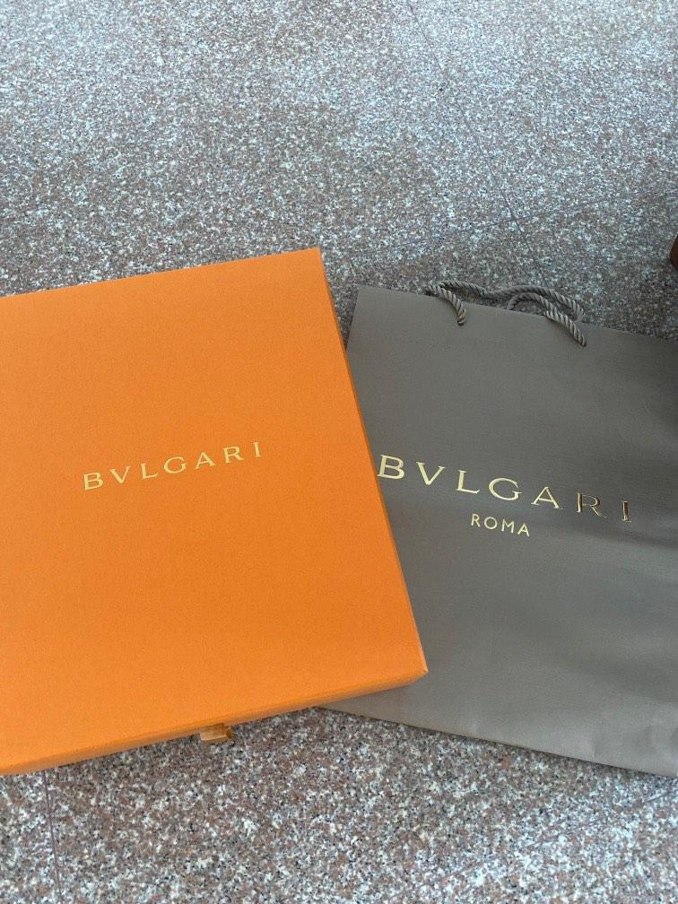 Bulgari box and paper bag/ Black round box, Furniture & Home Living ...