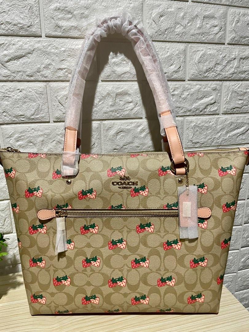 COACH Gallery Tote in Signature Canvas with strawberry print, Luxury ...