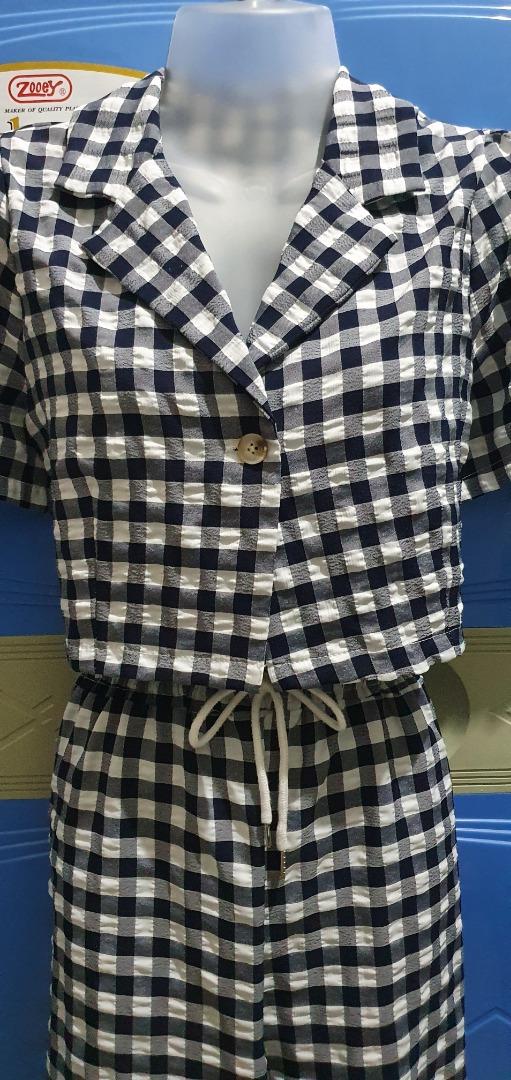 Coods Pants Blue White Checkered, Women's Fashion, Dresses & Sets, Sets ...