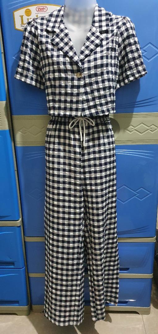 Coods Pants Blue White Checkered, Women's Fashion, Dresses & Sets, Sets ...