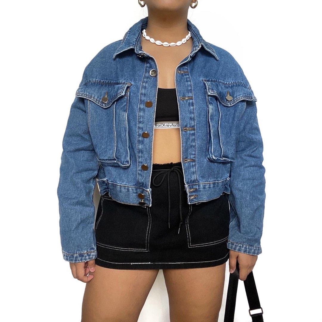 cropped denim jacket, Women's Fashion, Coats, Jackets and Outerwear on ...