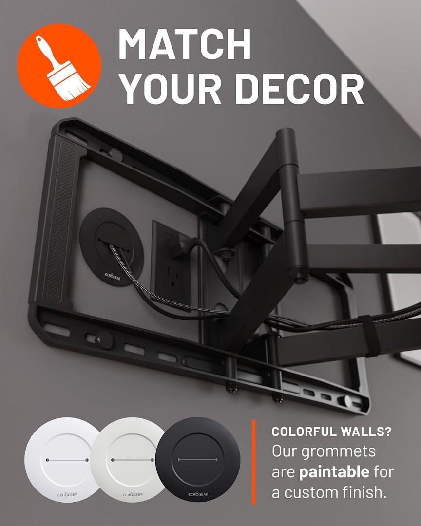 ECHOGEAR TV Cord Hider for Wall Mounted TV - Off-White Cable Management ...