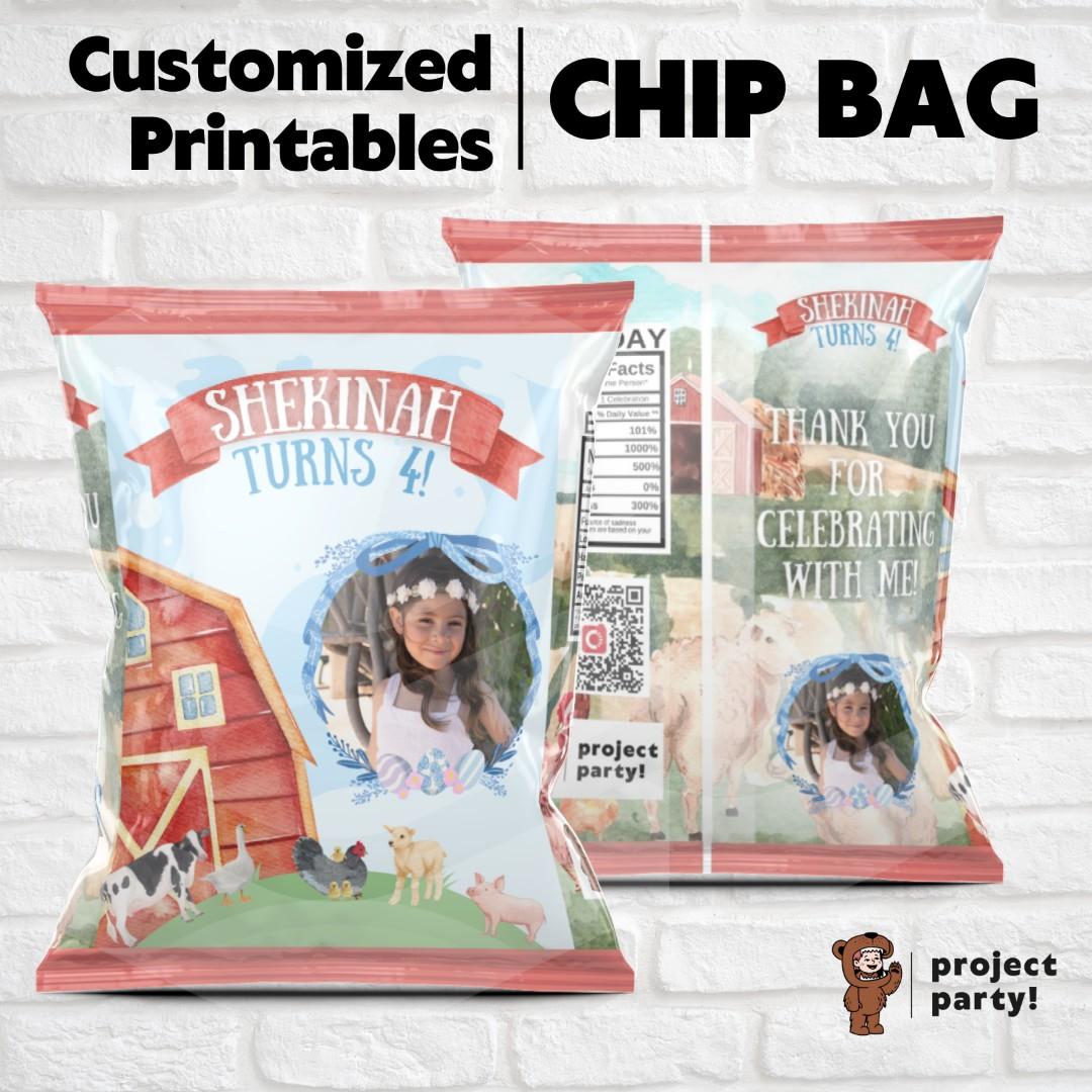 Farm Animals Chip Bag | Birthday Party Favour | Goodie bag | Loot Bag ...