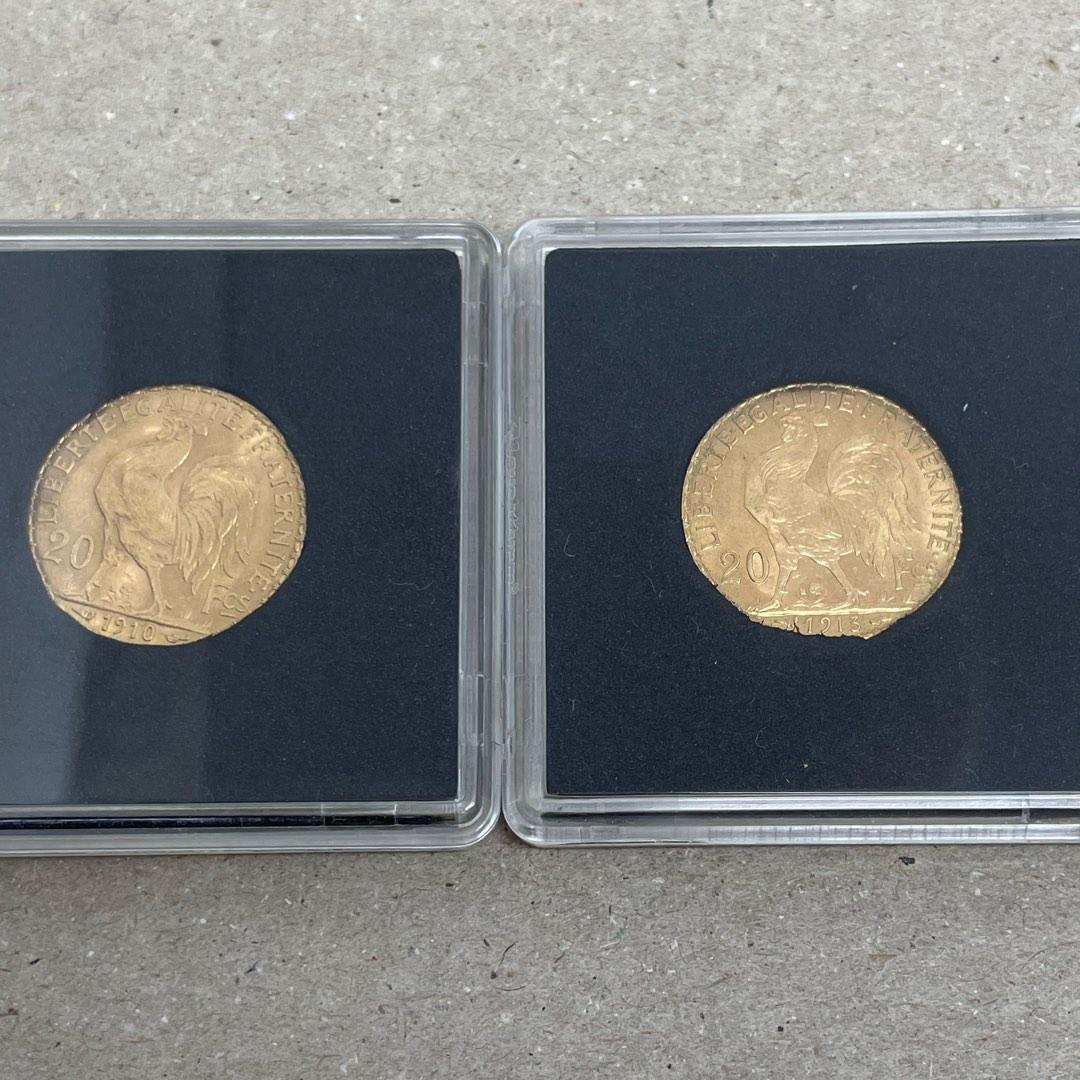 France gold coin 20 Franc 1910 set of 2, Hobbies & Toys, Memorabilia ...