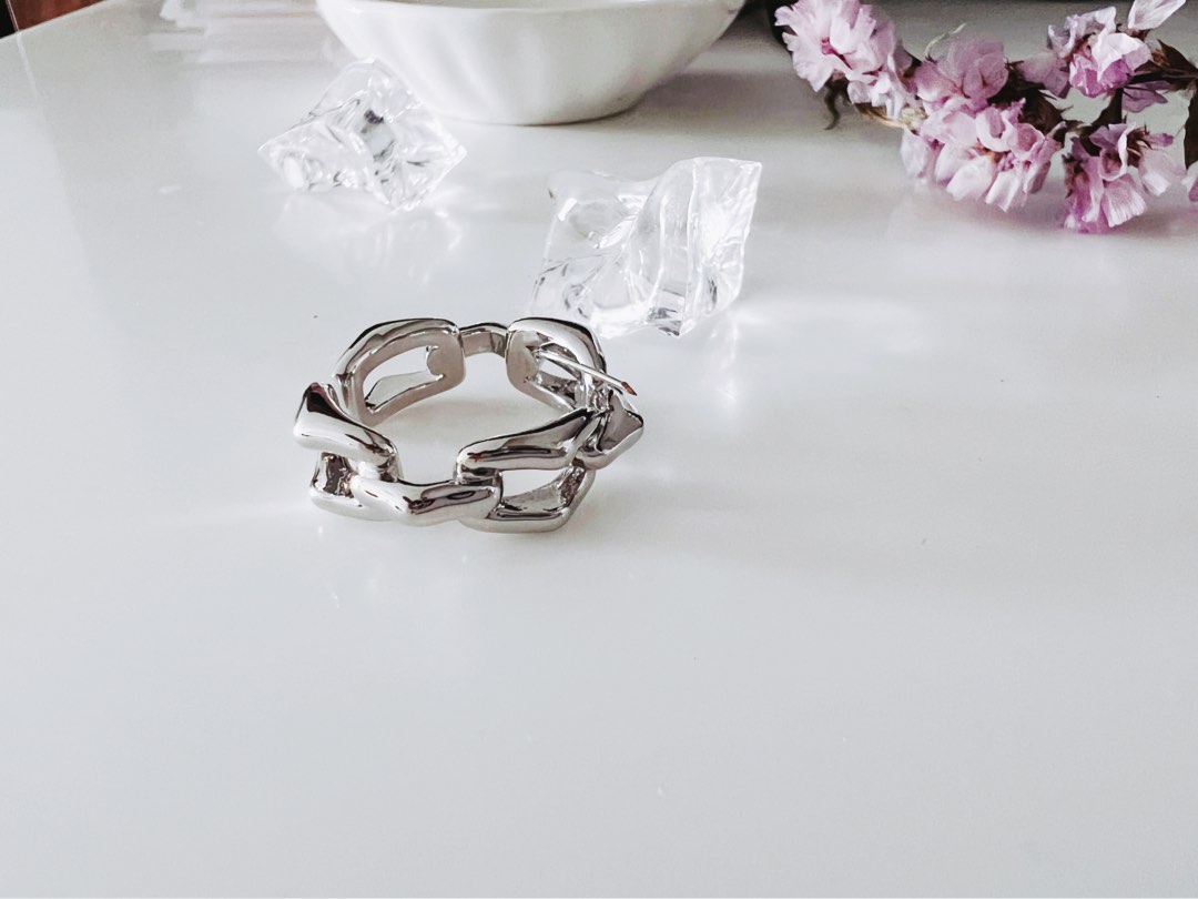 Gavin Silver Chain Ring Solid Non Tarnish, Women's Fashion, Jewelry ...