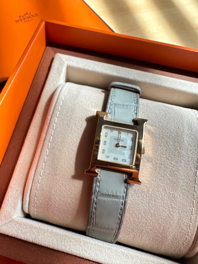 Hermes Heure PM Watch Croc GHW, Luxury, Accessories on Carousell