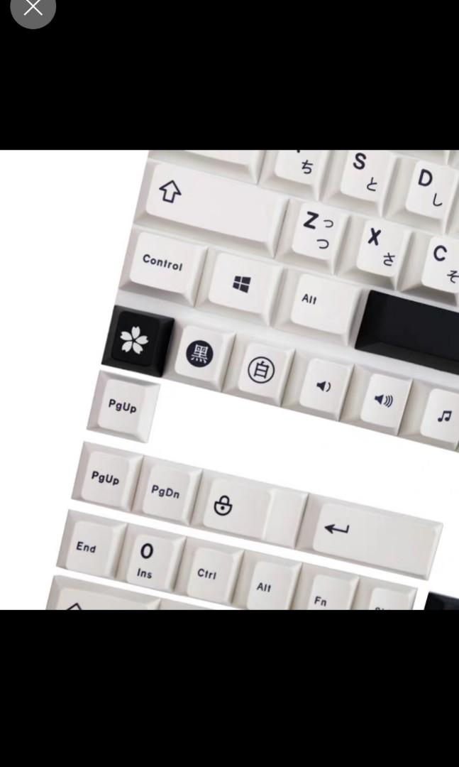 PBT Black on White Japanese Minimalist Keycaps Black and White Keycap ...