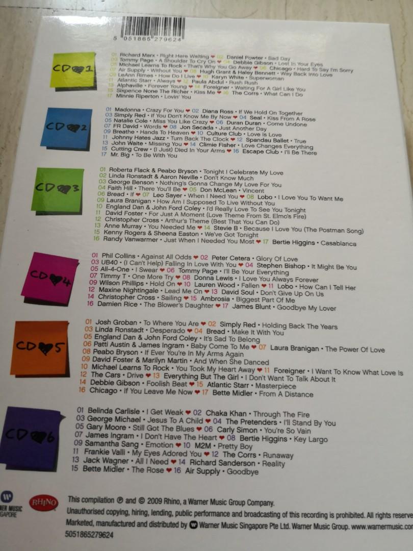 Love 101 6CD Love English Songs Boxset, Hobbies & Toys, Music & Media ...