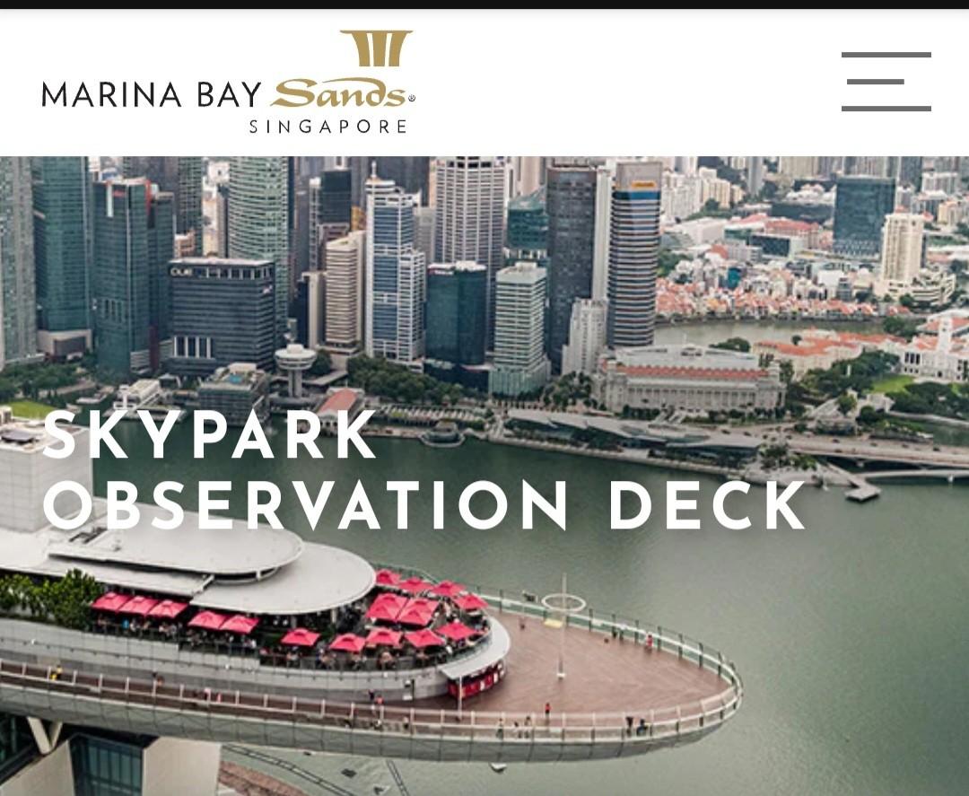 Marina Bay observation deck 2Adult2Child tickets, Tickets & Vouchers, Local Attractions ...