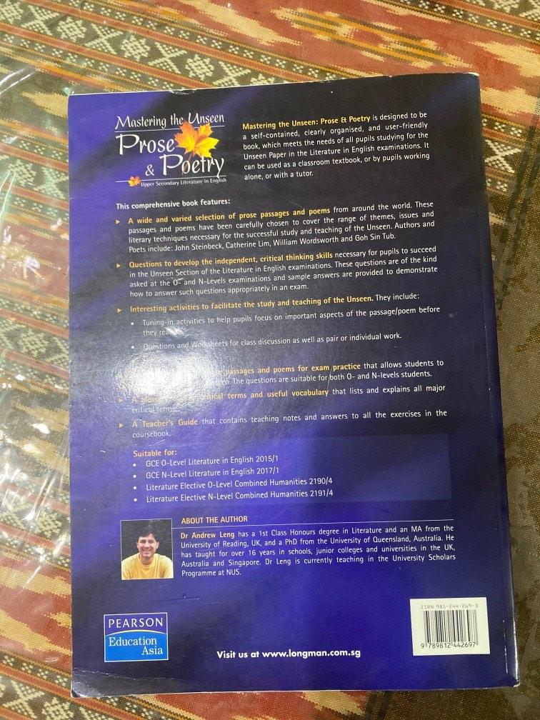 Mastering the Unseen Prose and Poetry (Upper Secondary Literature), Hobbies & Toys, Books ...