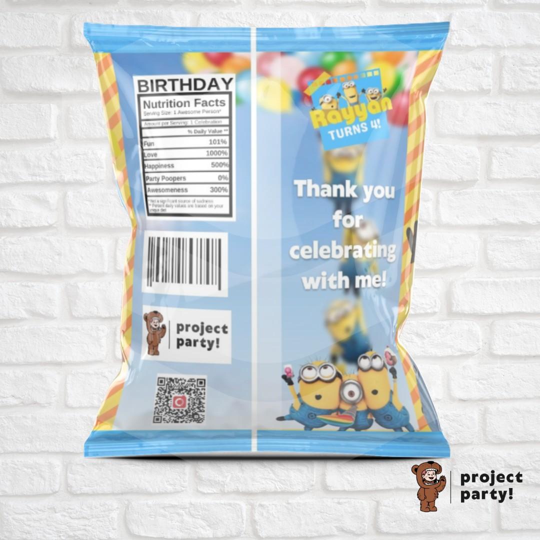 Minion Personalized Chip Bag | Birthday Party Favours | Goodie Bag ...
