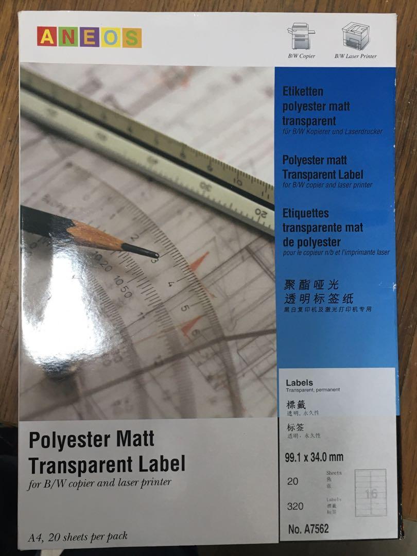 Polyester matt transparent paper/雷射打印貼紙, 其他, 其他 - Carousell