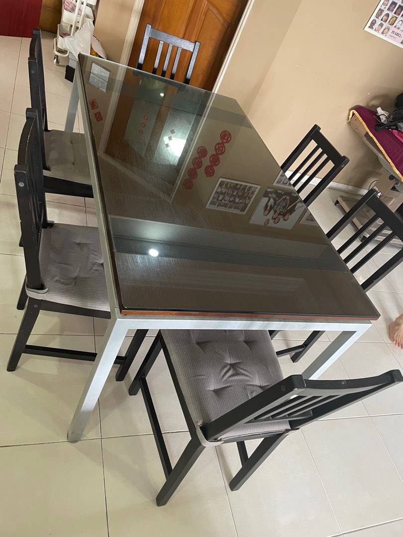 Pre-loved extendable Dining table with chairs, Furniture & Home Living ...