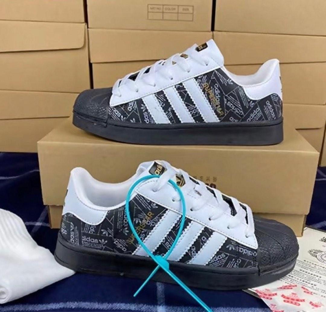 preorder: Adidas Superstar label collage sneakers, Women's Fashion ...