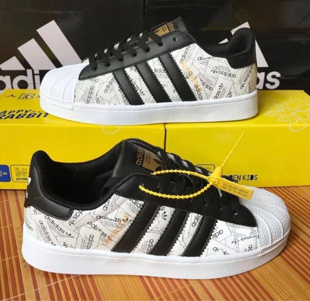 preorder: Adidas Superstar label collage sneakers, Women's Fashion ...