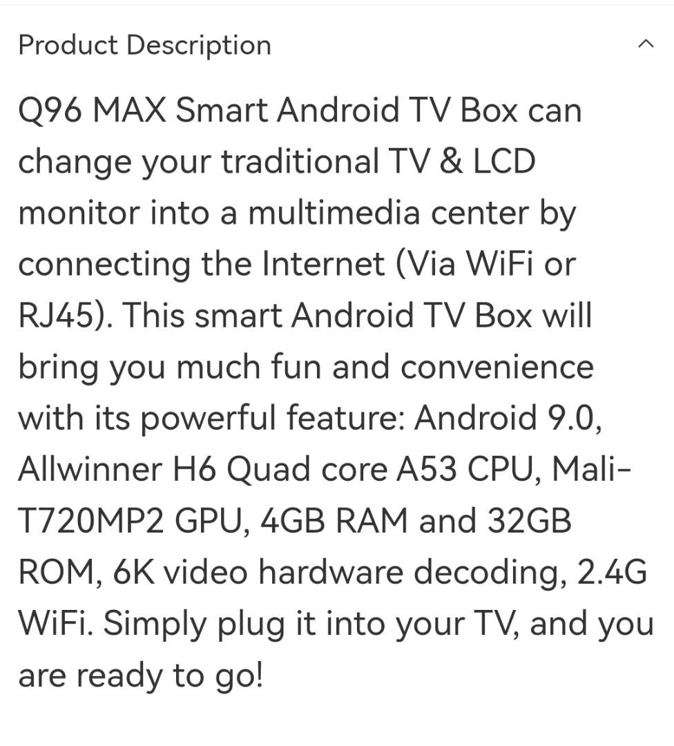 Q96 Max TV android box, TV & Home Appliances, TV & Entertainment, Media ...