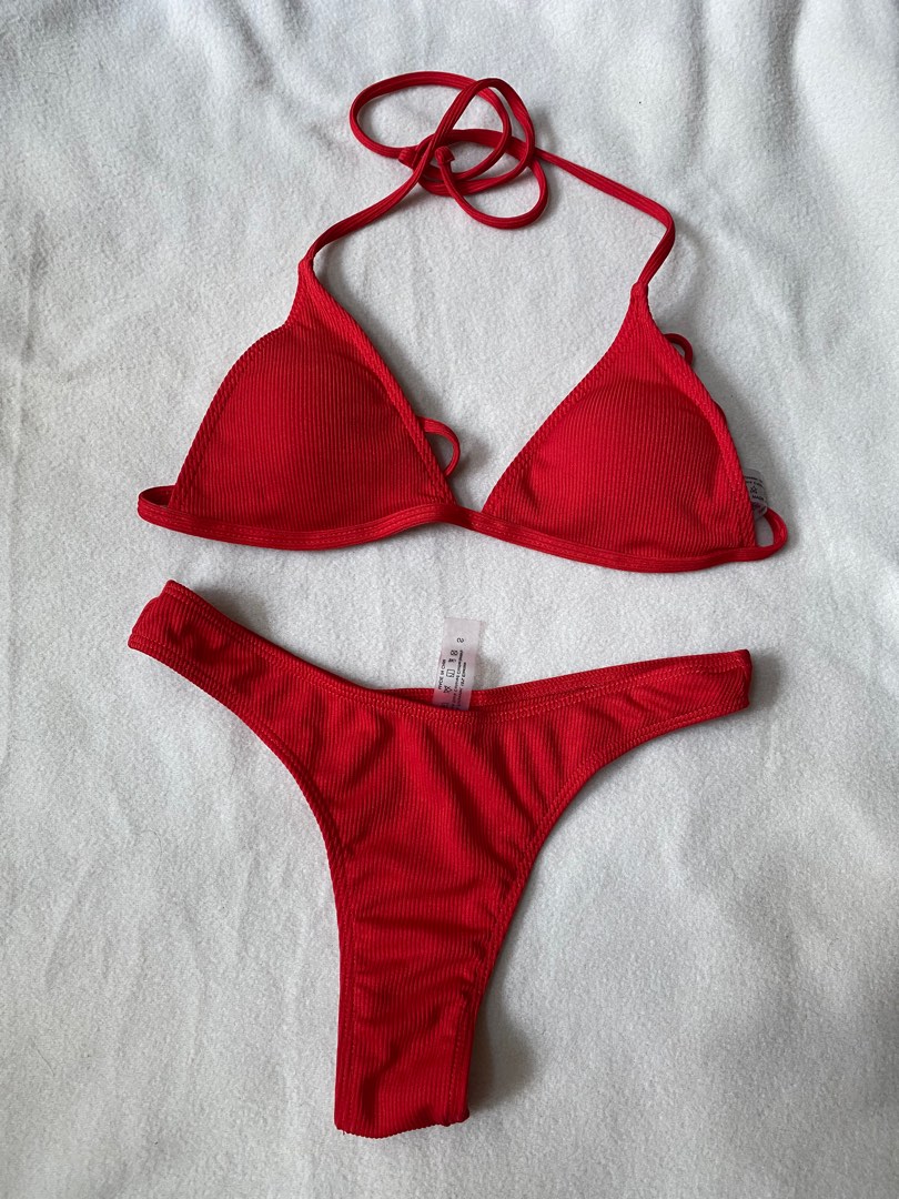 Red bikini, Women's Fashion, Swimwear, Bikinis & Swimsuits on Carousell