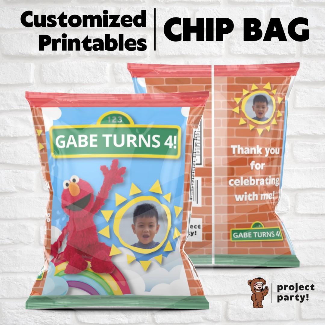 Sesame Street | Elmo Personalized Chip Bag | Birthday Party Favour ...