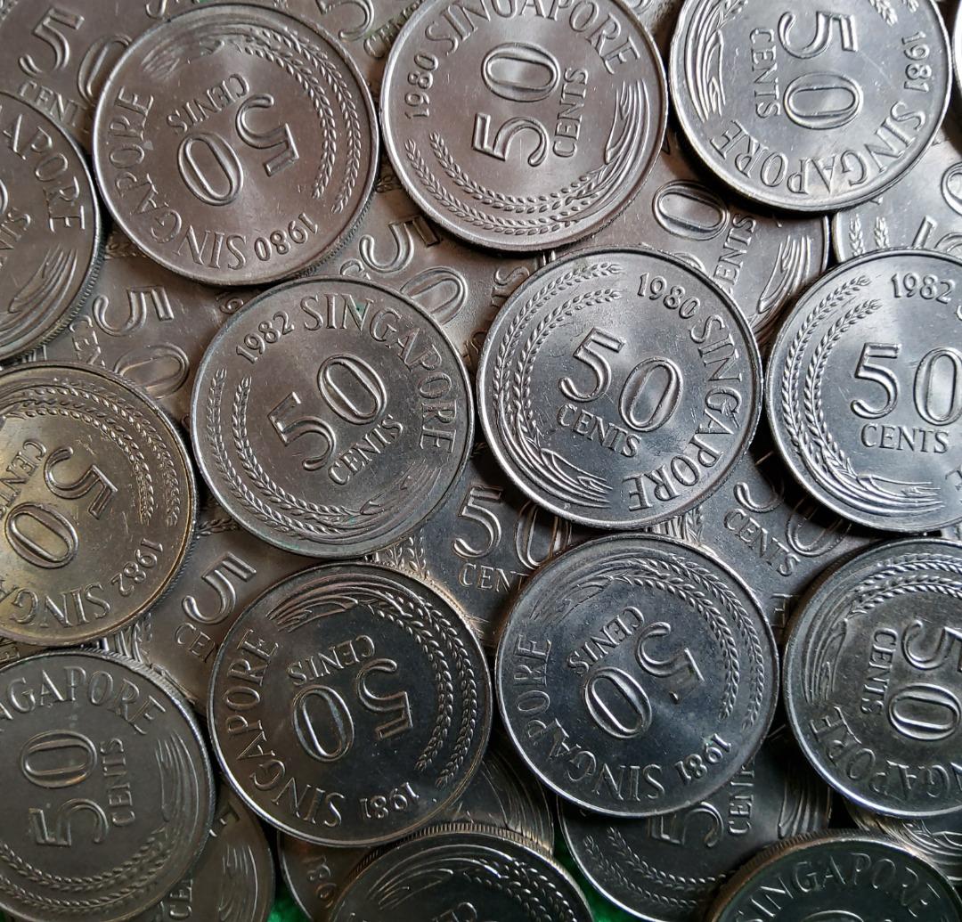 Singapore 50 cents Lion Fish coins (1980, 1801 and 1982), Hobbies ...
