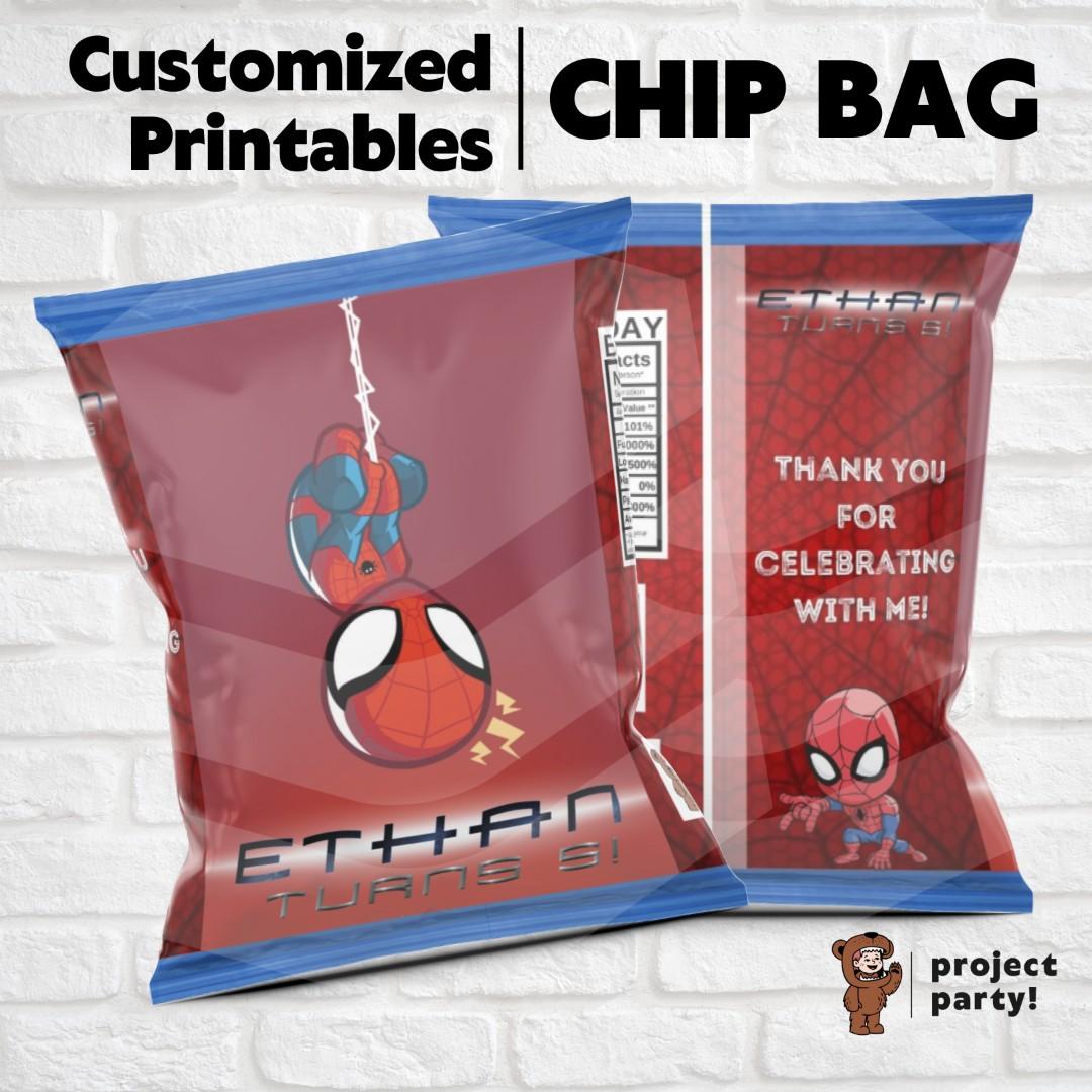 Spiderman Personalized Chip Bag | Goodie Bag | Birthday Party Favours ...
