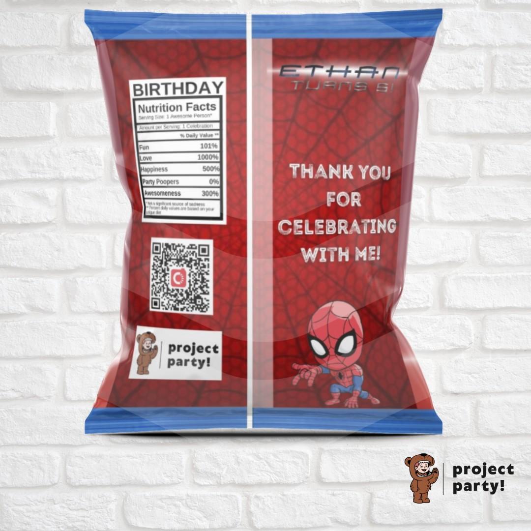 Spiderman Personalized Chip Bag | Goodie Bag | Birthday Party Favours ...