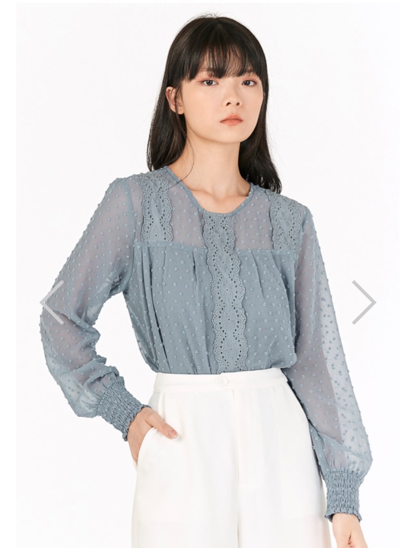 TCL Ember Swiss Dot Blouse in dusk, Women's Fashion, Tops, Blouses on ...