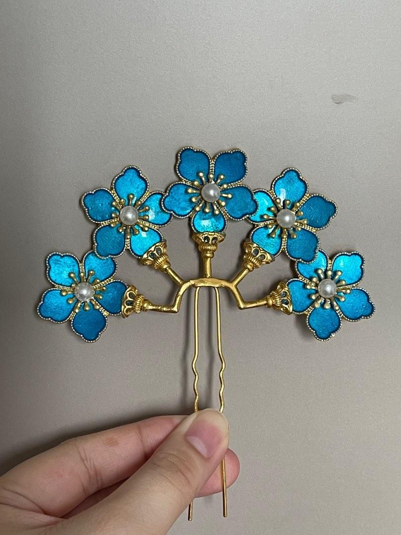 Traditional Chinese Shaolan Flower Hairpin 烧蓝排花簪, Women's Fashion ...