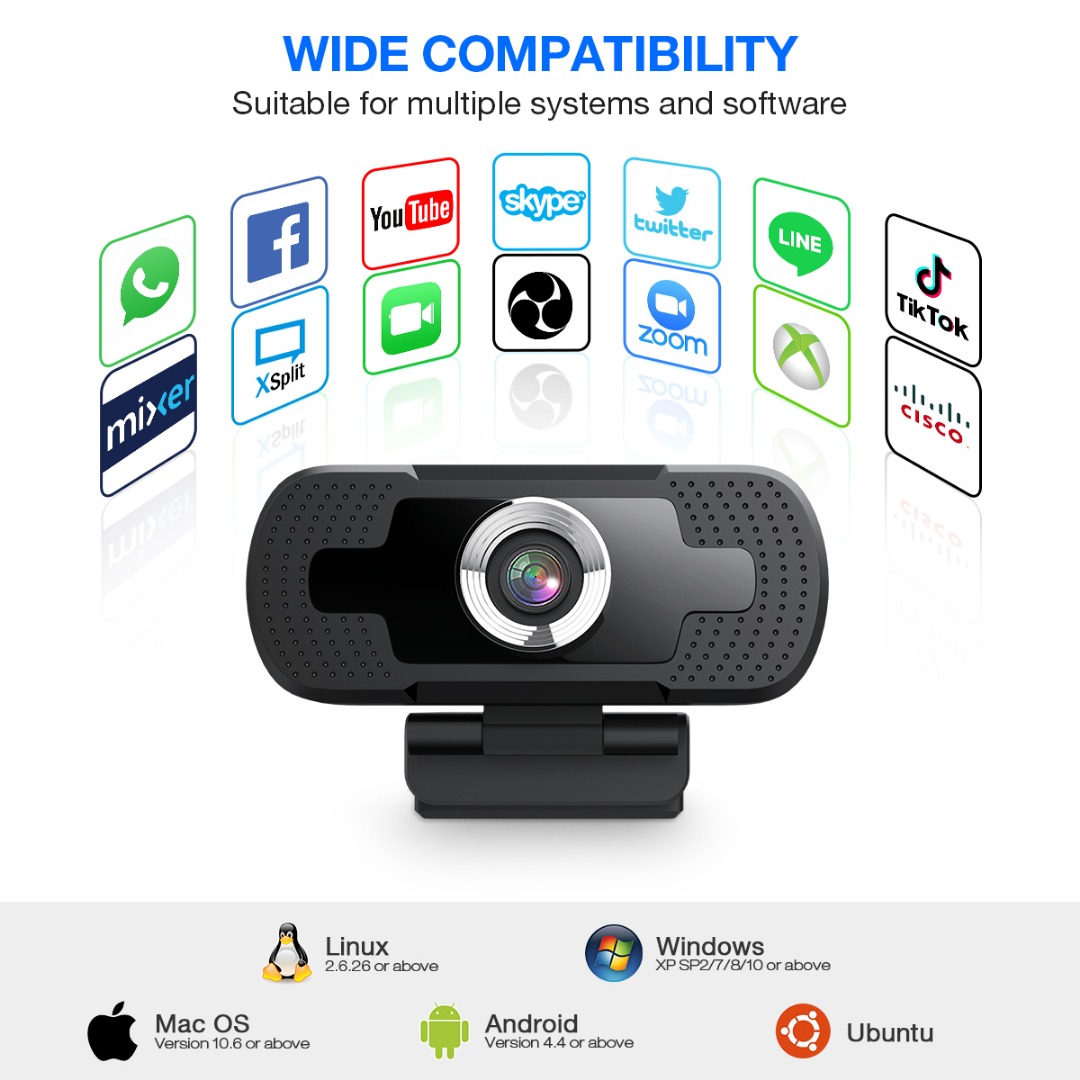 Usb Webcam 1080p With Full Hd Microphone Pc Camera Desktop Streaming