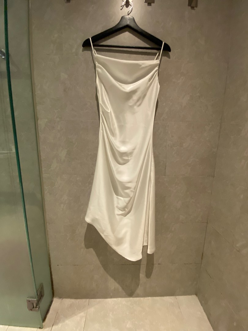 Wardrobemess satin cow neck dress, Women's Fashion, Dresses & Sets ...