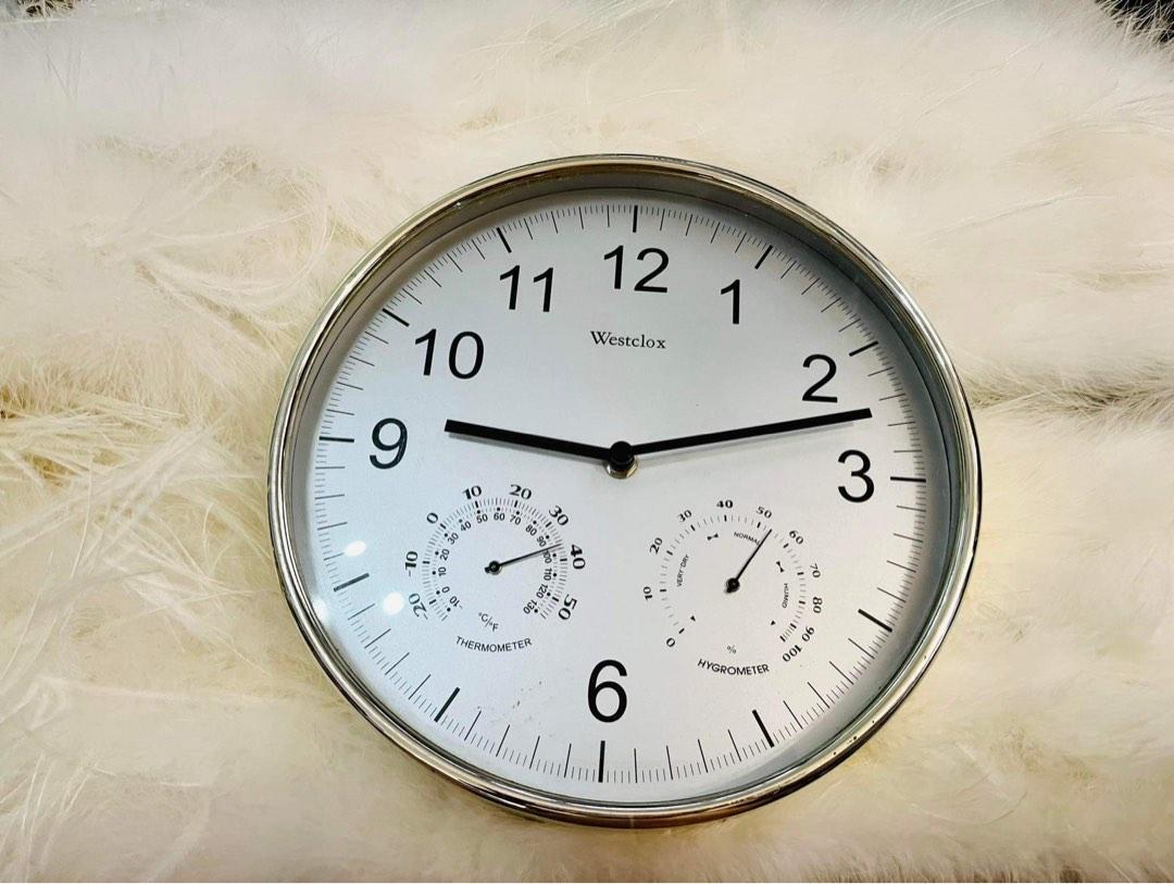 Westclox Wall clock with thermometer and hygrometer, Furniture & Home ...