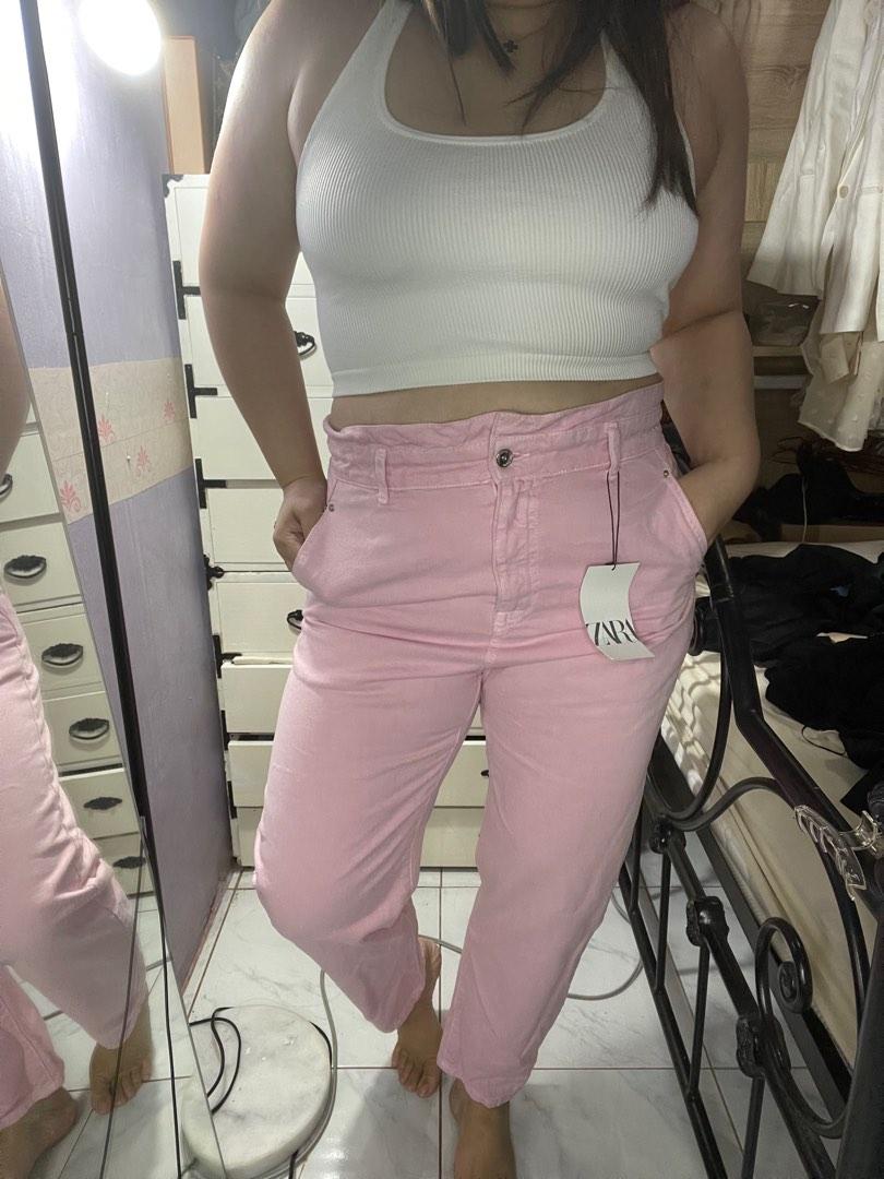 Zara pink paperbag jeans pants, Women's Fashion, Bottoms, Jeans on ...