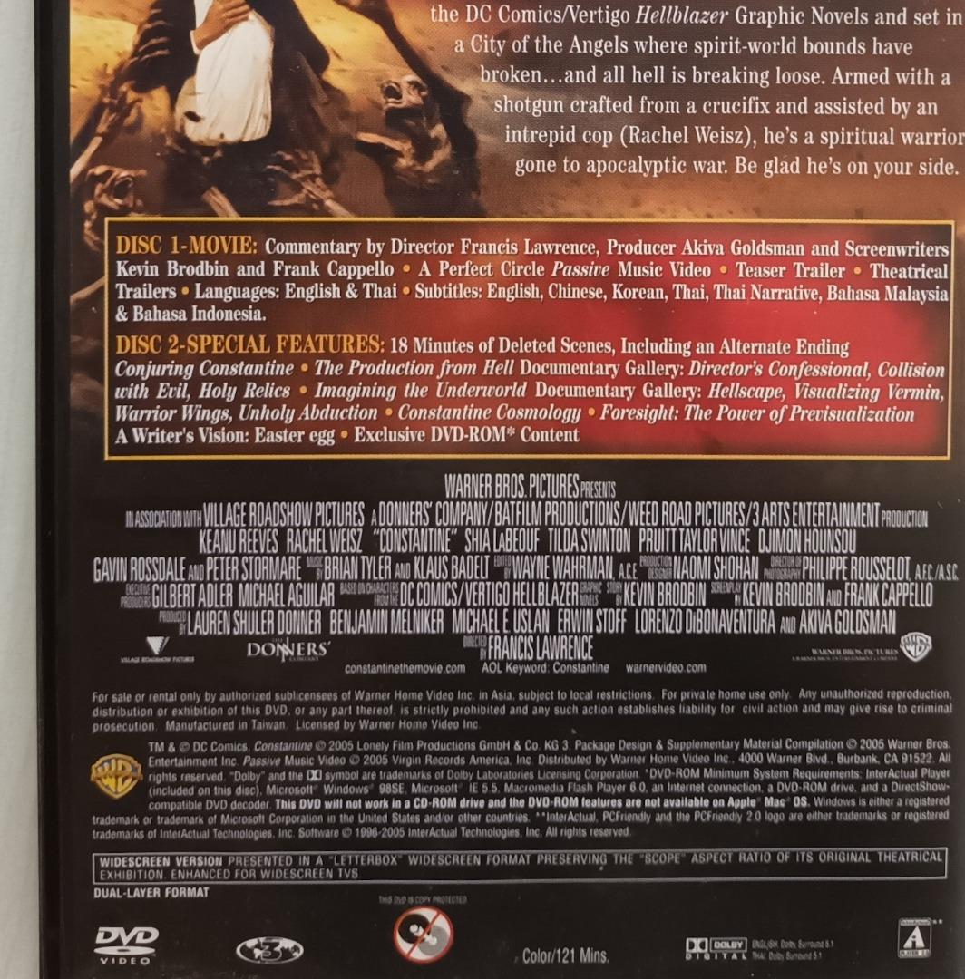 2-DISC CONSTANTINE DVD (KEANU REEVES), Hobbies & Toys, Music & Media ...