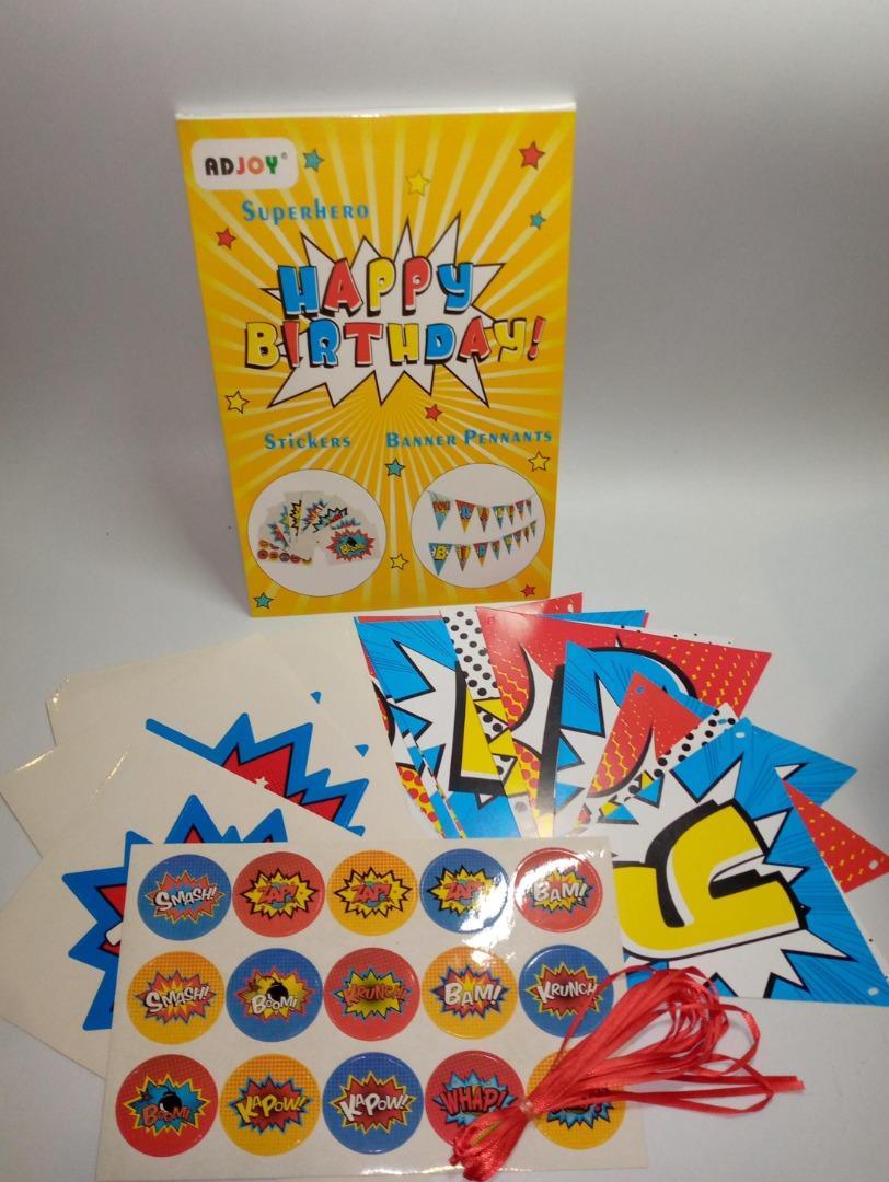 ADJOY Super Hero Themed Birthday Party Stickers Banners Buntings Action ...