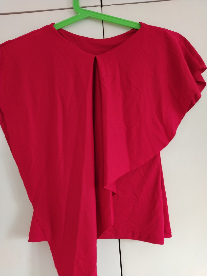 Asymmetrical red top, Babies & Kids, Babies & Kids Fashion on Carousell