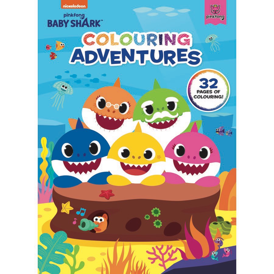 Baby Shark Colouring Adventures 著色冒險填色簿, 興趣及遊戲, 書本 & 文具, 雜誌及其他 - Carousell