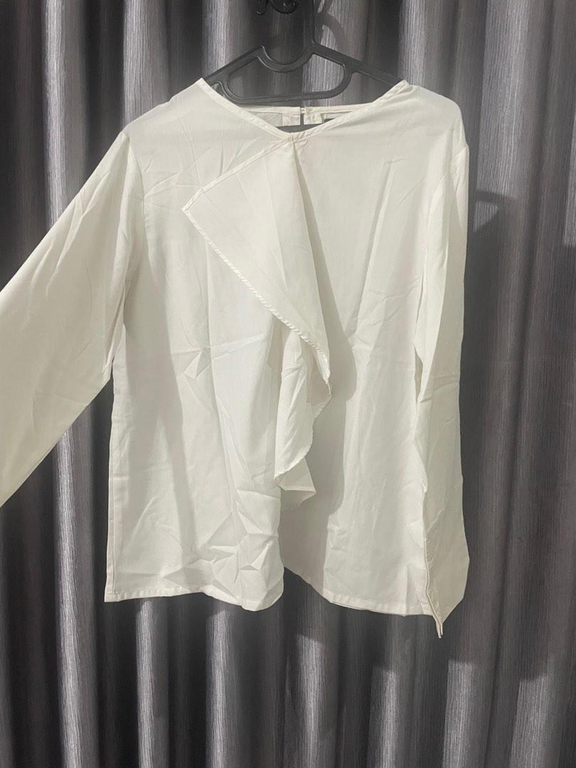 Baju kerja putih SUQMA, Fesyen Wanita, Pakaian Wanita, Atasan di Carousell