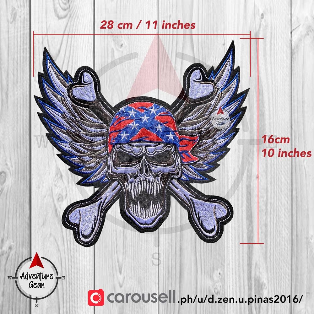 Biker Rebel Skull Embroidered Patch - BIG SIZE - For Back Jacket ...