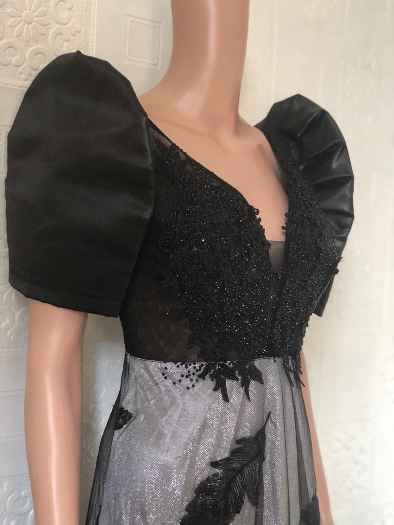 Black Filipiniana Gown, Women's Fashion, Dresses & Sets, Dresses on ...